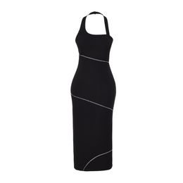 &Auml;rmelloses, gerades, elegantes, figurbetontes Midi-Kleid f&uuml;r Damen/Abendkleid