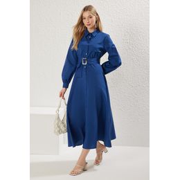 Damen Blaue, schlichte lange Businesskleider, figurbetont, dezent