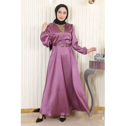 Satin Abendkleid With Stein Details, Altrosa