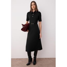 Unifarbenes Damen-Midikleid mit Dreiviertel&auml;rmeln und A-Linien-Schnitt