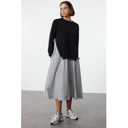 Gestreiftes Damen-Midikleid, lang, l&auml;ssig/alltagstauglich