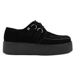 T.U.K. TUK Viva High Creeper Schwarze Wildleder-Plateau-Schn&uuml;rschuhe im Gothic-Stil - AV6802