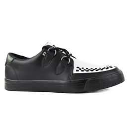 T.U.K. TUK Pointed Creeper Sneaker, schwarz-wei&szlig;e Plateau-Schuhe aus Leder - A9180