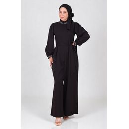 Perlen Detailed Jumpsuit-Kleid Schwarz