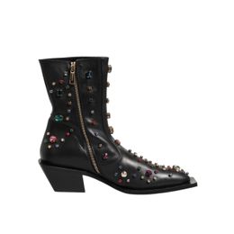 Dolce & Gabbana Schmuckverzierte Leder-Stiefeletten