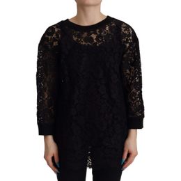 Dolce & Gabbana Dolce & Gabbana Schwarzes Floral-Spitzen-Pullover Sicilian Damenbluse