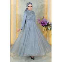 Stein Detailed, Drapiert Chest, Glitzernd Abendkleid, Silber