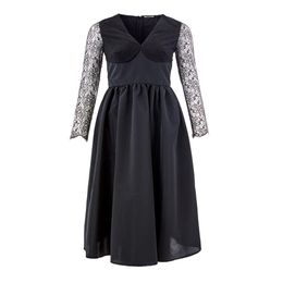 Lardini Schn&uuml;r&auml;rmel Midi-Kleid V-Ausschnitt