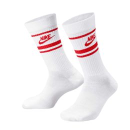 Nike - "Sportswear Essential" Socken f&uuml;r Herren/Damen Unisex, Alltag (3er-Pack) (Wei&szlig;/Rot)