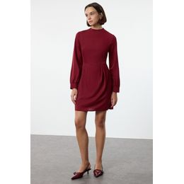 Damen bordeauxrotes, gerades Minikleid, lang, f&uuml;r Tag und Abend geeignet