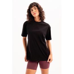 JUSTEVER Damen-T-Shirt aus 100 % Baumwolle, Oversize-Passform, Rundhalsausschnitt, Schwarz &ndash; Halo