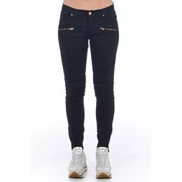 Frankie Morello Motostyle Skinny Jeans mit goldenen Rei&szlig;verschl&uuml;ssen