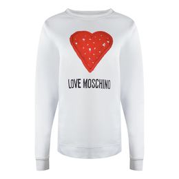 Love Moschino Sweatshirt Mit Gro&szlig;em Rotem Herzlogo Auf Wei&szlig;