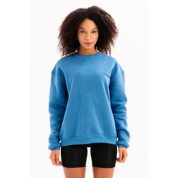 Damen-Sweatshirt mit Rundhalsausschnitt, Stickerei, gef&uuml;ttert mit Polarfleece, blau - Rigil
