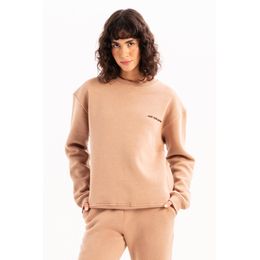 JUSTEVER Damen-Sweatshirt mit Rundhalsausschnitt, Stickerei, gef&uuml;ttert mit feinem Fleece-Innenfutter und der Farbe Mink - Rigil