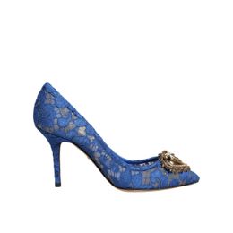 Dolce & Gabbana Dolce & Gabbana Blaue Taormina Spitze DEVOTION Pumps Schuhe