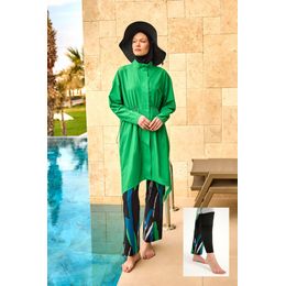 Gr&uuml;nes Hochleistungs-Burkini-Set mit vollst&auml;ndiger Abdeckung