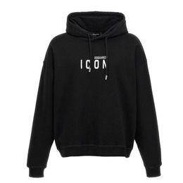 Dsquared2 Relaxed Black Hoodie White Icon Logo