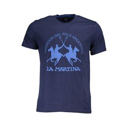 La Martina Blaues Baumwoll-Herren-T-Shirt