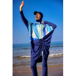 Marineblaues Burkini-Set mit vollst&auml;ndiger Abdeckung und bescheidener Badebekleidung