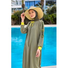 Khakifarbenes Burkini-Set mit vollfl&auml;chiger Badebekleidung