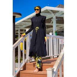 Schwarzes Burkini-Set f&uuml;r islamische Badebekleidung mit vollst&auml;ndiger Abdeckung von Marina