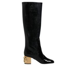 Dolce & Gabbana Dolce & Gabbana Schwarze Lackleder Vally Hohe Stiefel Schuhe