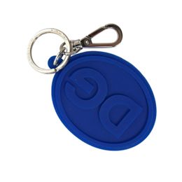 Dolce & Gabbana Dolce & Gabbana Blauer Gummischl&uuml;sselanh&auml;nger mit DG-Logo aus Silbermessing