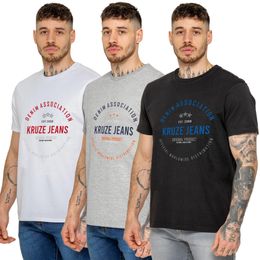 Kruze | 3er-Pack Herren T-Shirts mit Rundhalsausschnitt und Print
