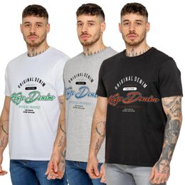 Kruze | 3er-Pack Herren T-Shirts mit Rundhalsausschnitt und Print