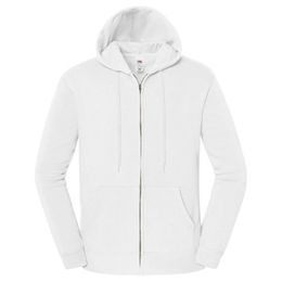 Fruit of the Loom - "Iconic Premium" Hoodie mit durchgehendem Rei&szlig;verschluss f&uuml;r Herren/Damen Unisex (Wei&szlig;)