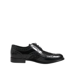 Dolce & Gabbana Dolce & Gabbana Schwarze Leder Blumen-Spitzenformelle Schuhe