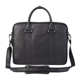 Echtes Leder Schwarz Laptop Business Aktentasche B&uuml;ro Arbeit Reisetasche - Sutton