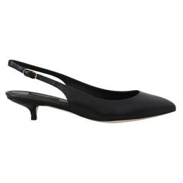 Dolce & Gabbana Dolce & Gabbana Schwarze Leder Slingback High Heels Pumps Schuhe