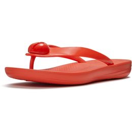 fitflop iQushion Glossy-Button Polyurethan Damen Flip-Flops in Kirschrot
