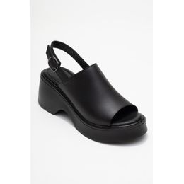 Power Leder Plateau Keilabsatz Sandalen (Women)