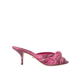 Dolce & Gabbana Dolce & Gabbana Pink Exotic Leather Kitten Heels Slides Schuhe