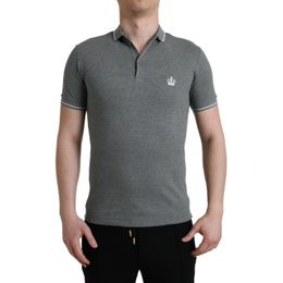 Dolce & Gabbana Kragen Polo-Shirt Grau Kurzarm