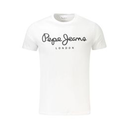 Pepe Jeans Wei&szlig;es Baumwoll-Herren-T-Shirt