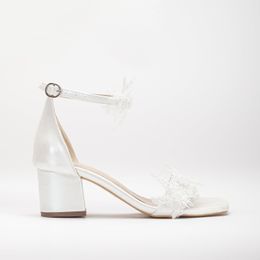 Flora Lace Bridal Niedrig Absatz Sandalen