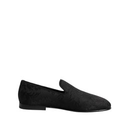 Dolce & Gabbana Dolce & Gabbana Schwarze Florale Brokat Slipper Herren Dress Schuhe