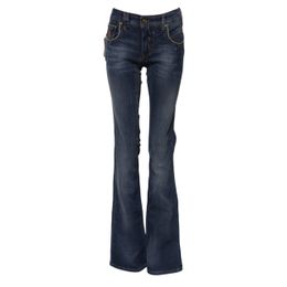 John Galliano Blaue Baumwolle Mid-Waist Weite Bein Denim-Jeans