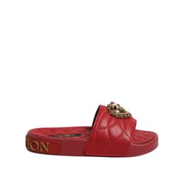 Dolce & Gabbana Dolce & Gabbana Rote Hingabe Matelass&eacute; Leder-Sandalen