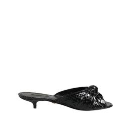 Dolce & Gabbana Dolce & Gabbana schwarze Leder Heels Riemchensandalen Schuhe