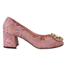 Dolce & Gabbana Dolce & Gabbana Pink Taormina Spitzen-Kristall-High Heels Pastell-Schuhe