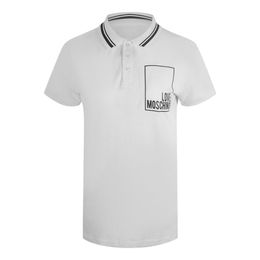 Love Moschino Poloshirt Mit Kleinem Box-logo, Wei&szlig;