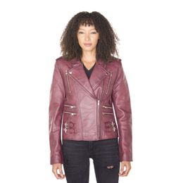 Damen Leder Vintage Brando Bikerjacke-Orlando