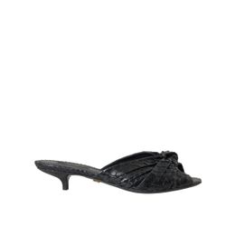 Dolce & Gabbana Dolce & Gabbana Schwarze Exotische Leder Abs&auml;tze Riemchenschuhe