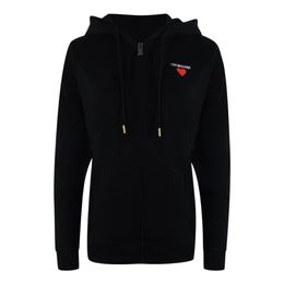 Love Moschino Kapuzenpullover Mit Kleinem, Auff&auml;lligem Herzlogo, Schwarz, Mit Rei&szlig;verschluss