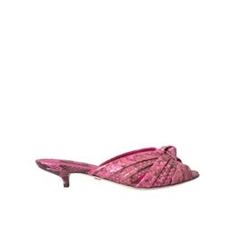 Dolce & Gabbana Dolce & Gabbana Pink Exotic Leather Kitten Heels Slides Schuhe